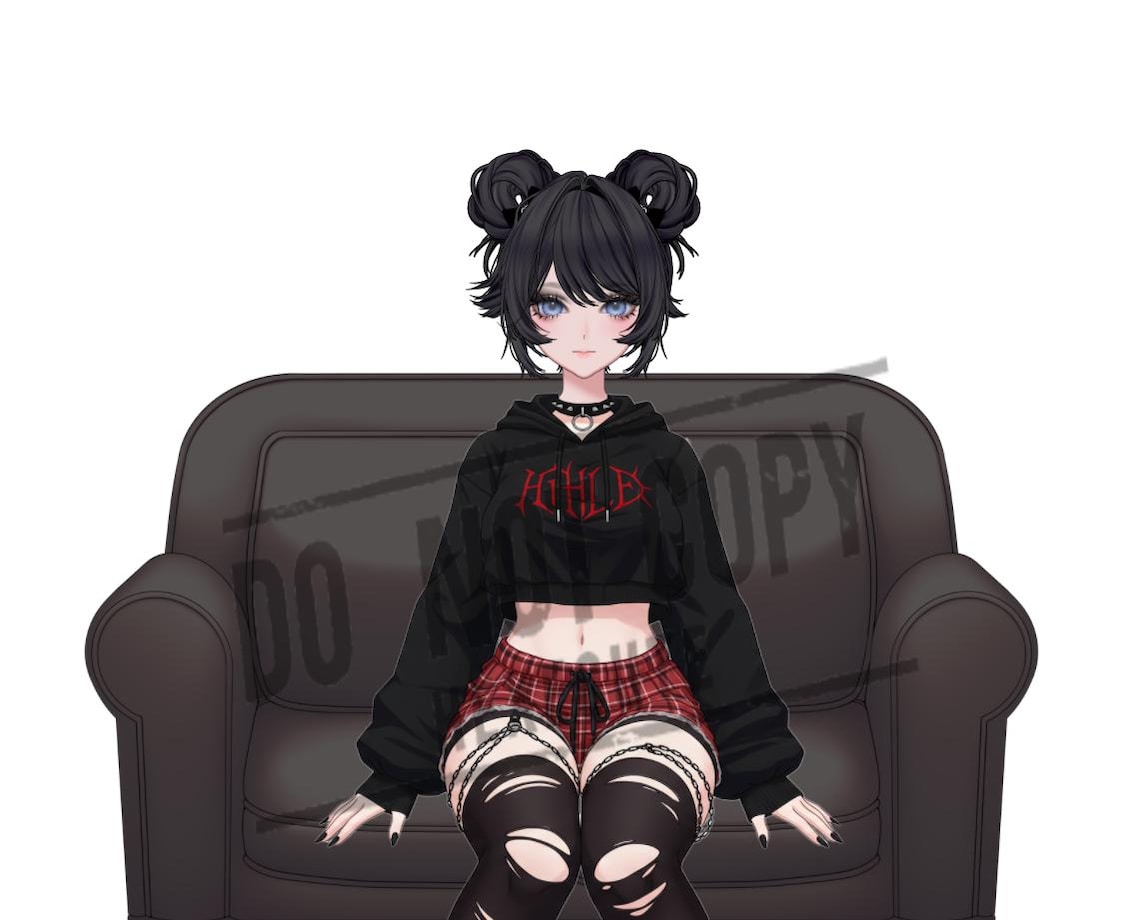 Vtuber Grunge Sitting Toggle Outfit PNG Only – No Rigging - Etsy