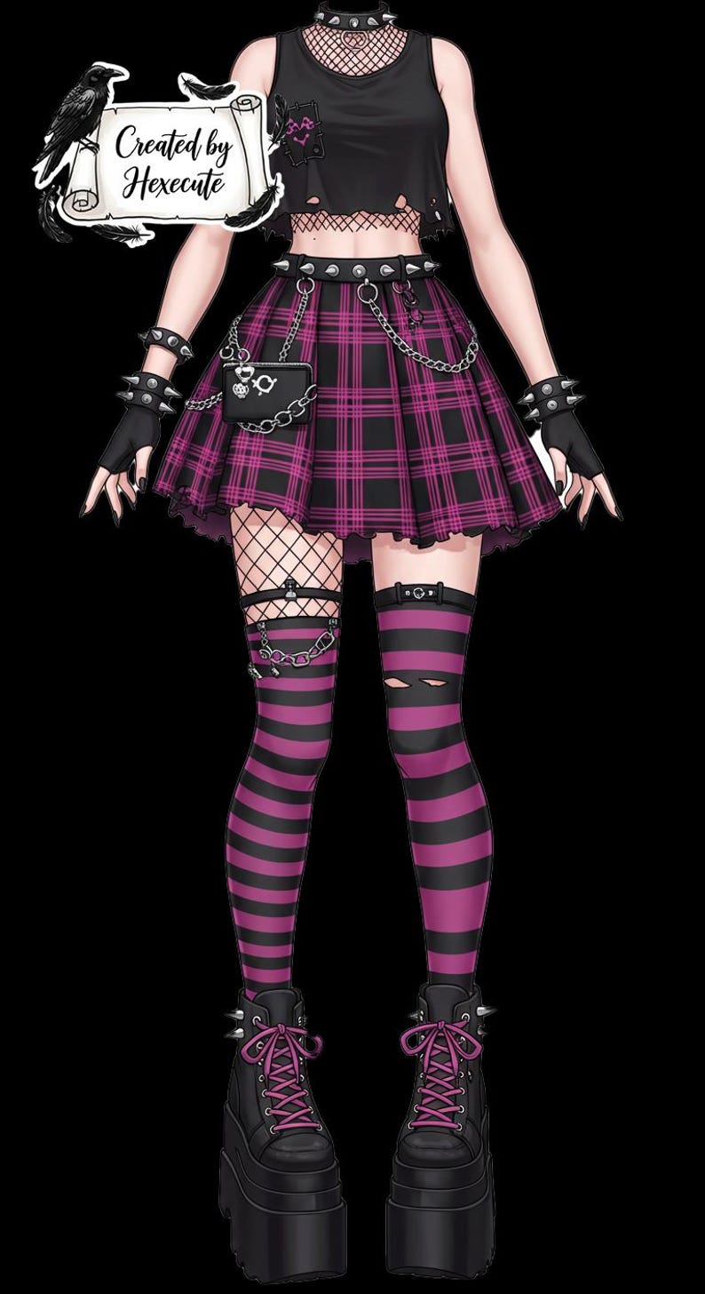 Pop Punk Princess Alt Toggle Outfit | Vtube Studio PNG Asset - Etsy