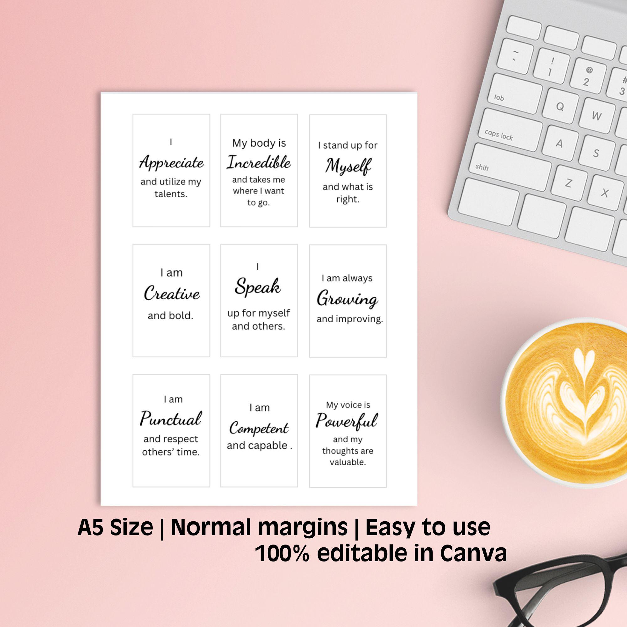 Custom Affirmation Cards Printable Digital Positive Quotes Self Care ...