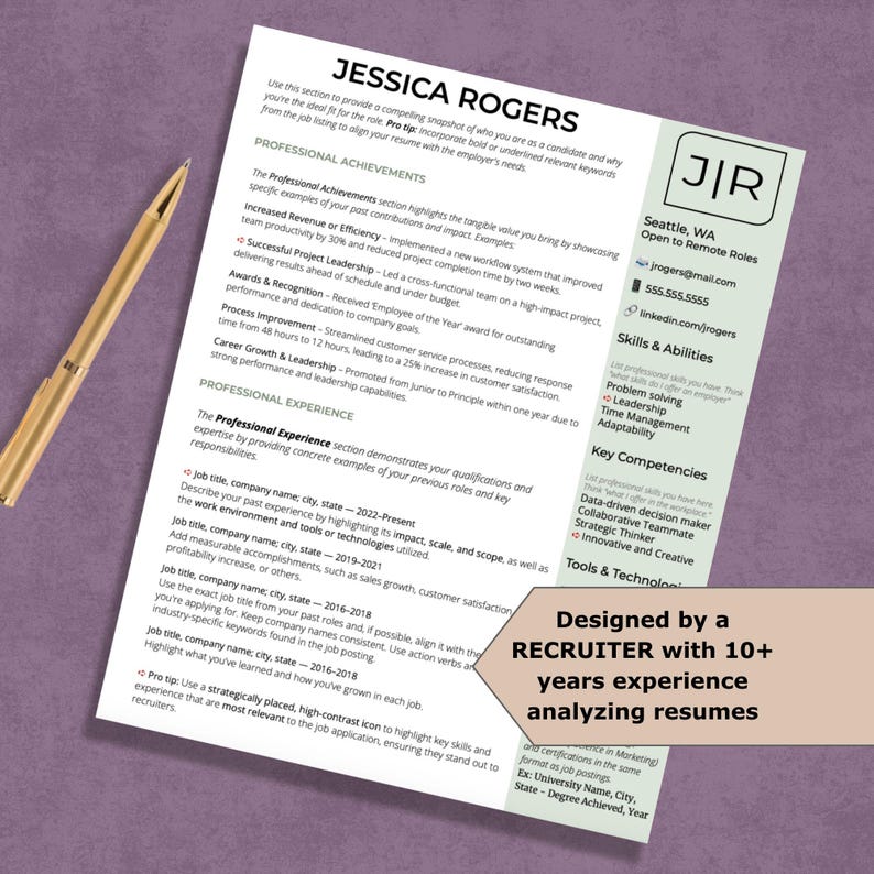 Minimalist Modern Resume Template Professional Clean CV Easy to Edit ...