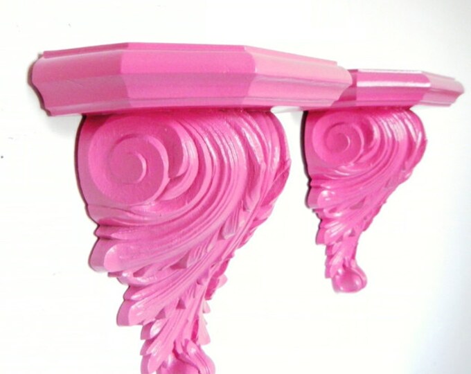 Ornate Wall Shelves Bright Pink Vintage Shelf Upcycled Shelf - Etsy