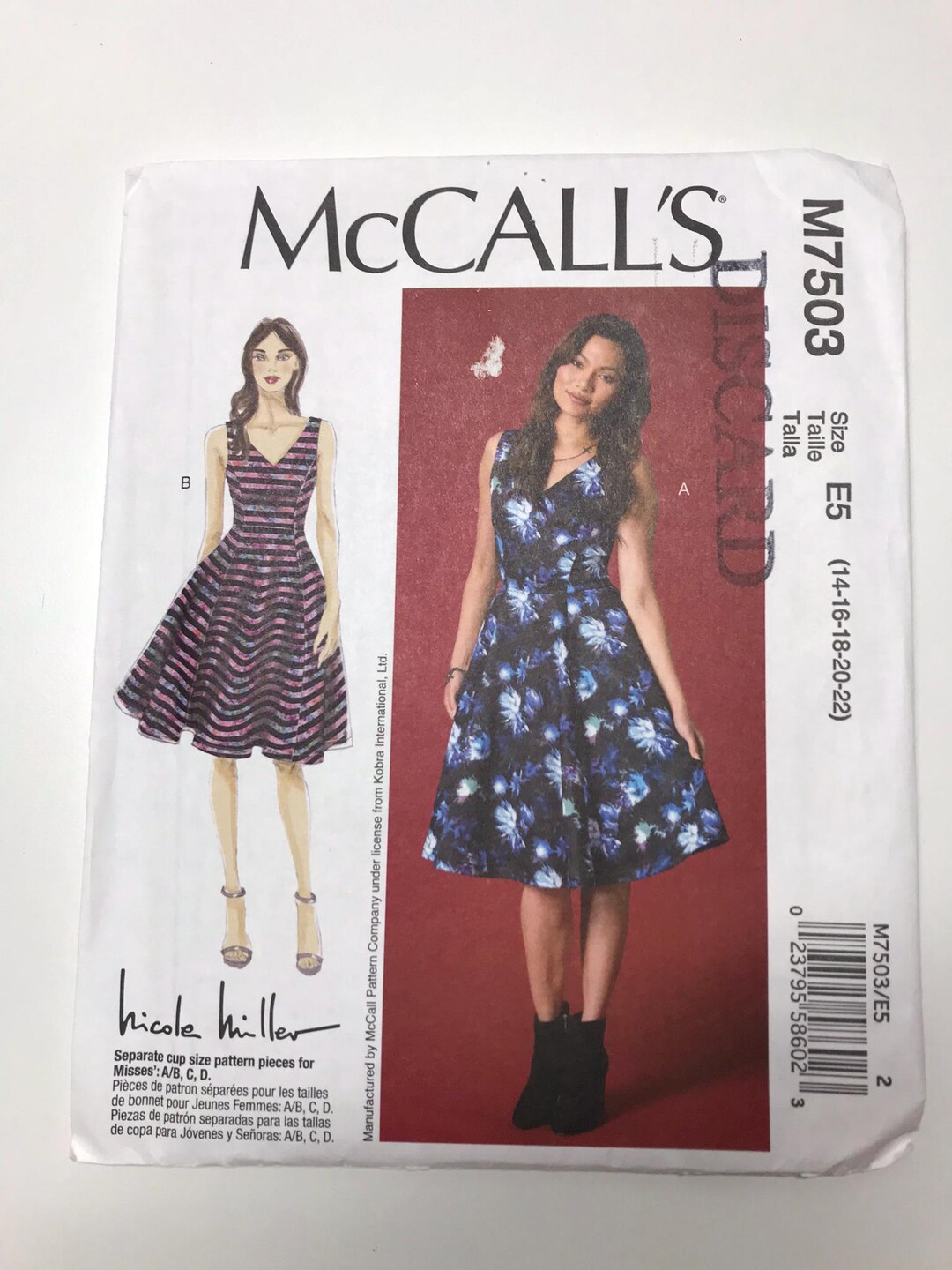 Mccall's M7503 UNCUT Sewing Pattern Misses' Dress Size E5 (14-16-18-20 ...