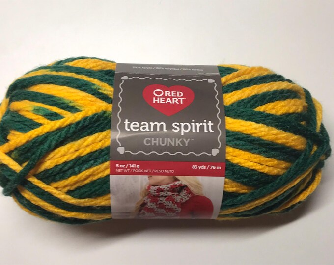 Red Heart Team Spirit Chunky Yarn Green Gold Super Bulky Weight 6 100% ...