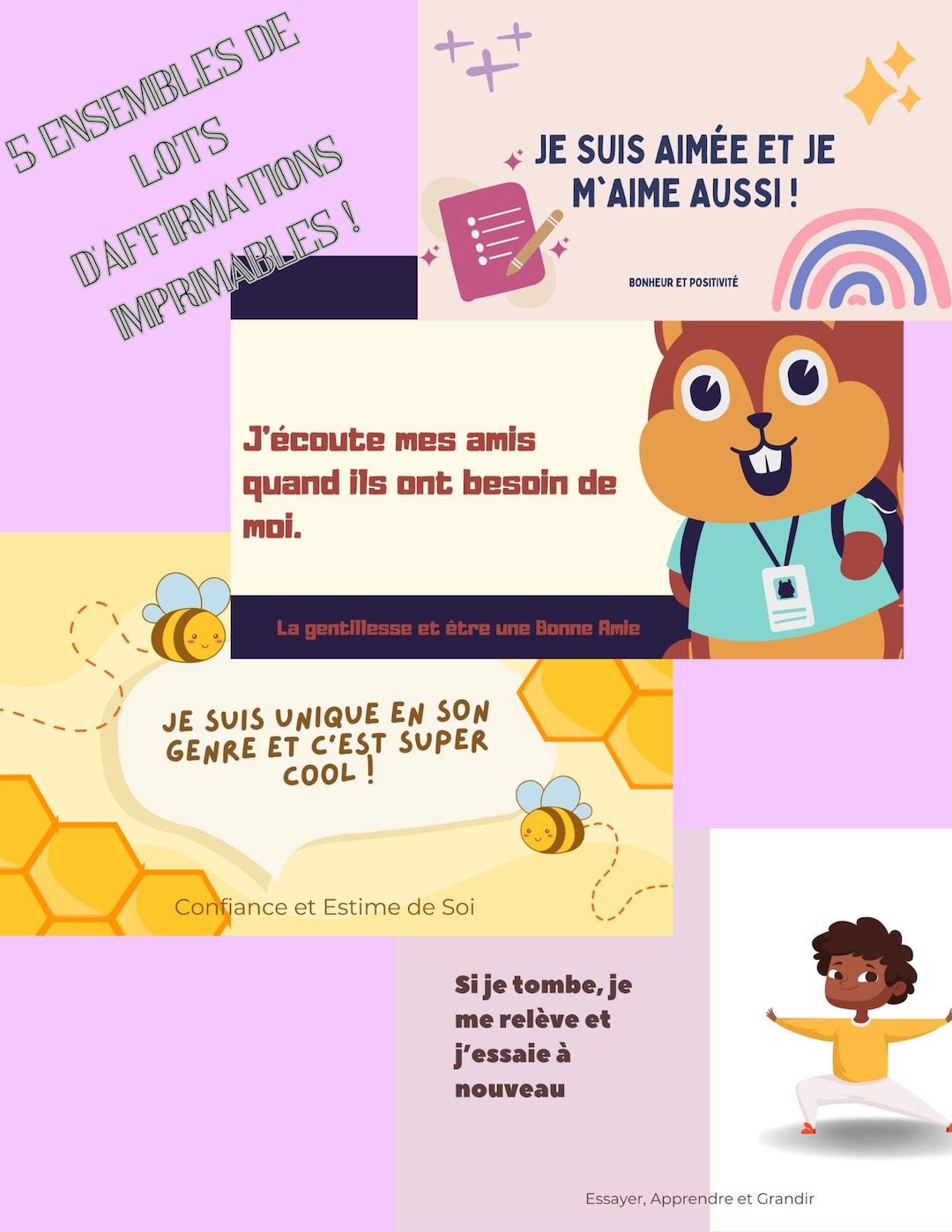 Positive Daily Affirmations for Kids (FRENCH) | Printable Mindfulness ...