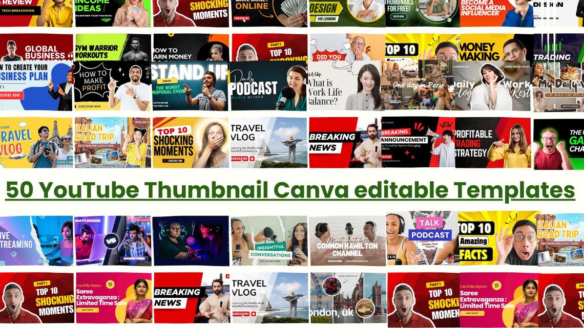 Editable Youtube Thumbnail Canva Templates | Eye-catching, High ...