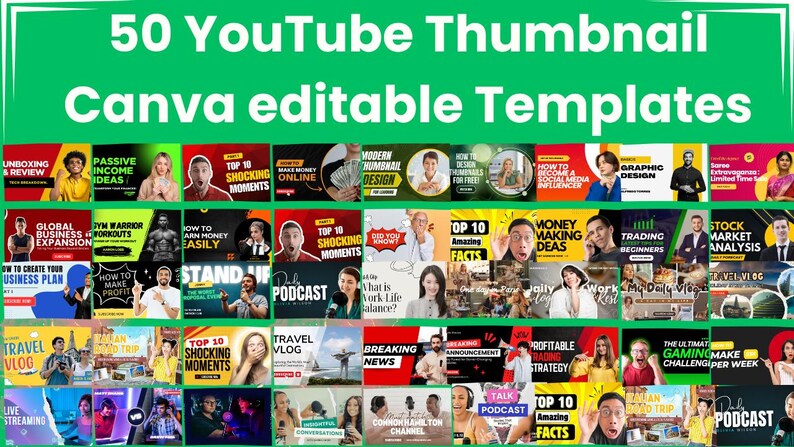 Editable Youtube Thumbnail Canva Templates | Eye-catching, High ...