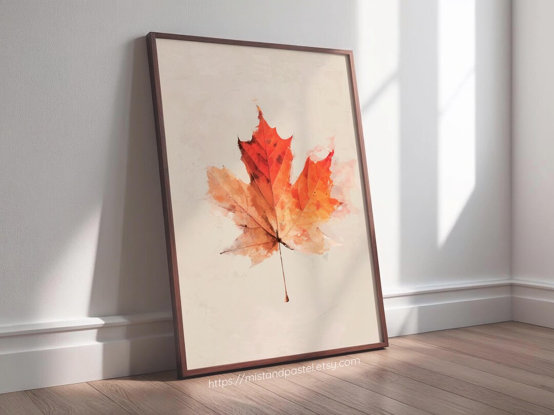 Watercolor Maple Leaf Print: Rustic Autumn Wall Art (digital Download ...
