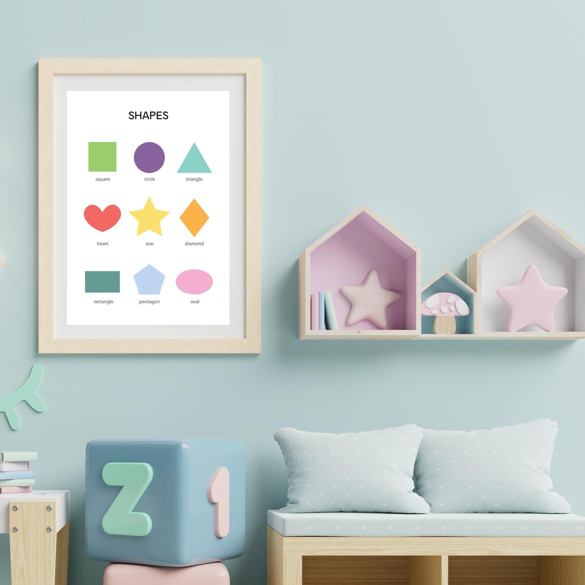 Pastel Shapes Poster: Educational Nursery Wall Art (digital Download ...