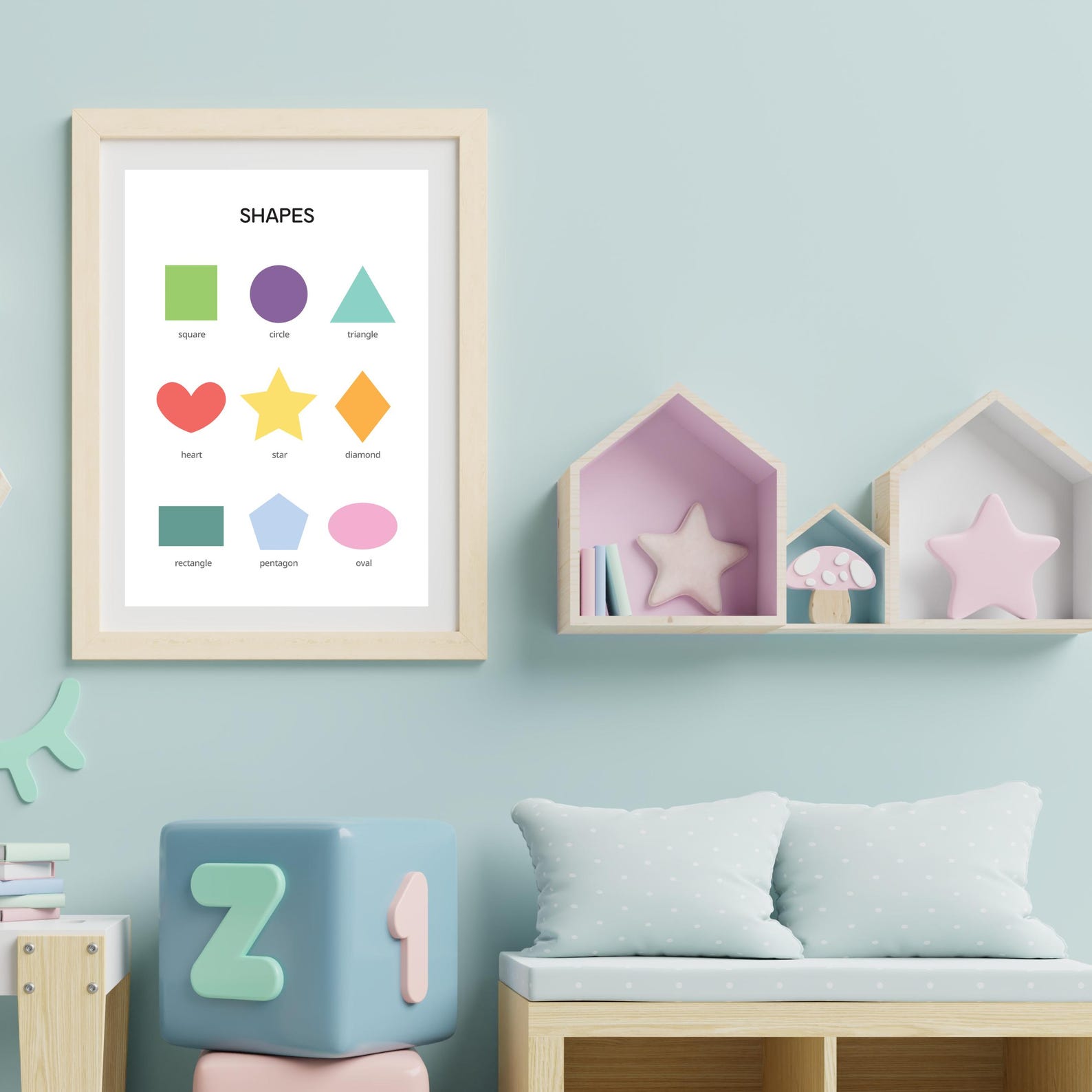 Pastel Shapes Poster for Kids – Printable Educational Wall Art for ...