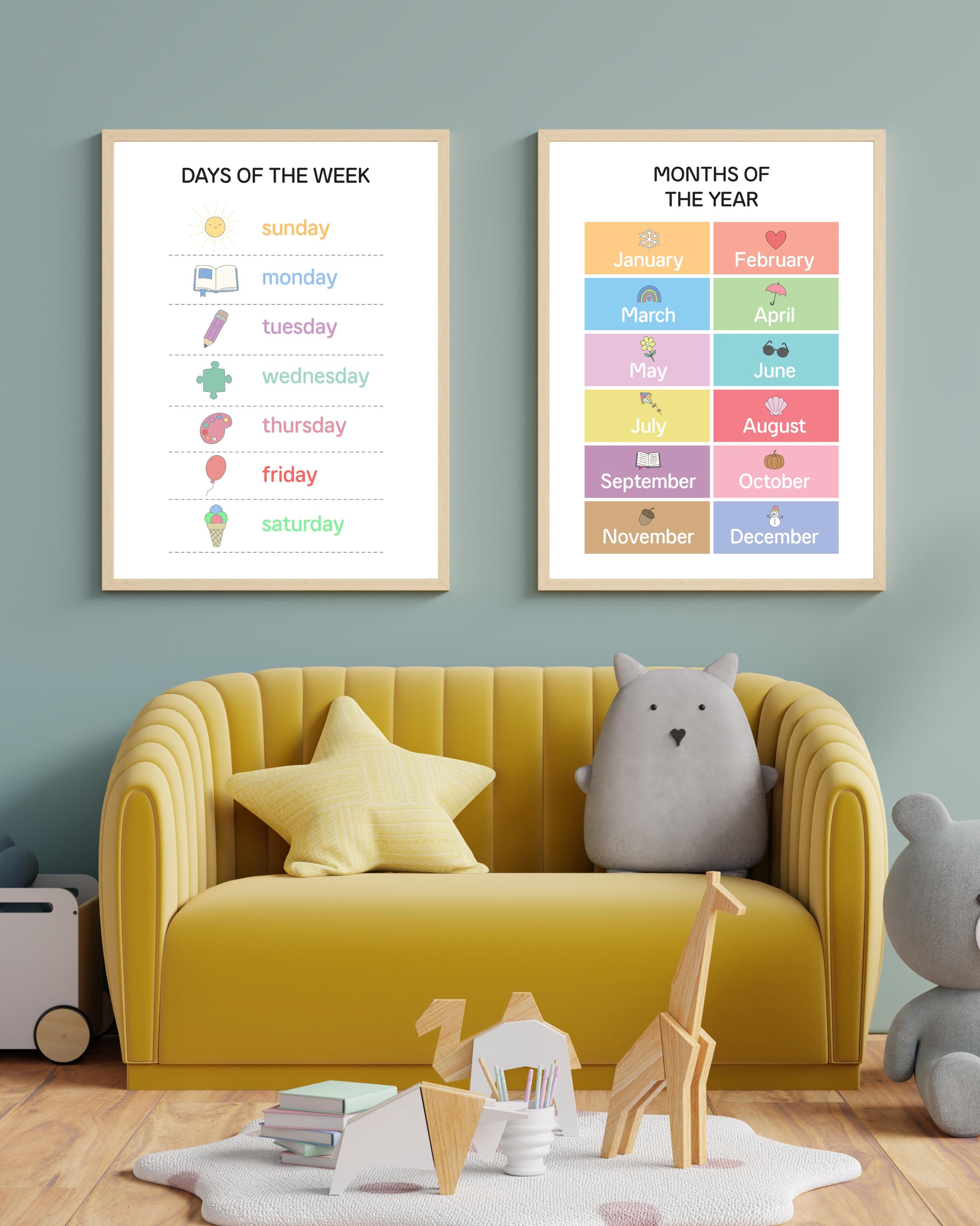 Months of the Year Poster for Kids – Pastel Classroom Wall Art ...