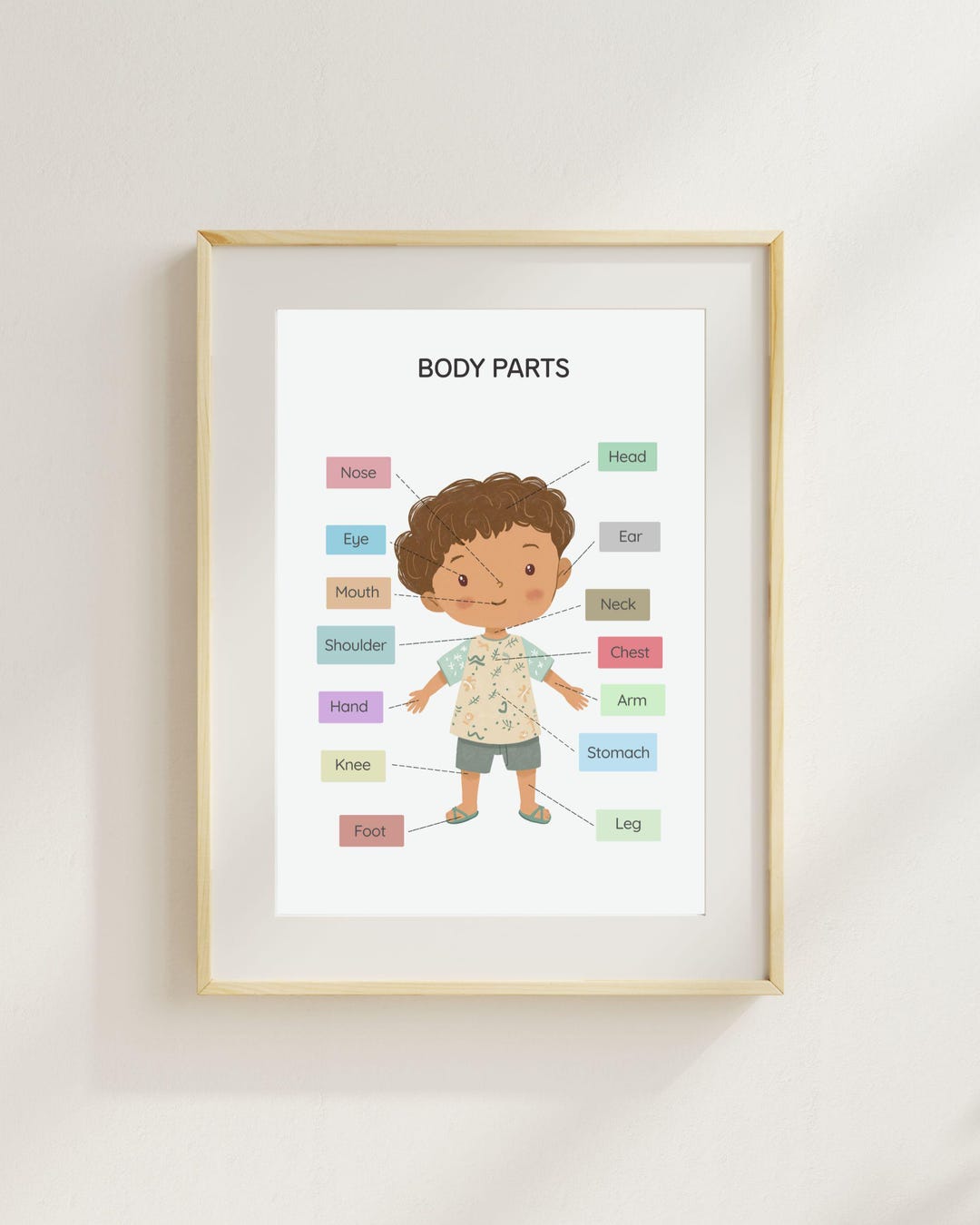 Body Parts Printable for Kids – Educational Boy Anatomy Poster, Chart ...