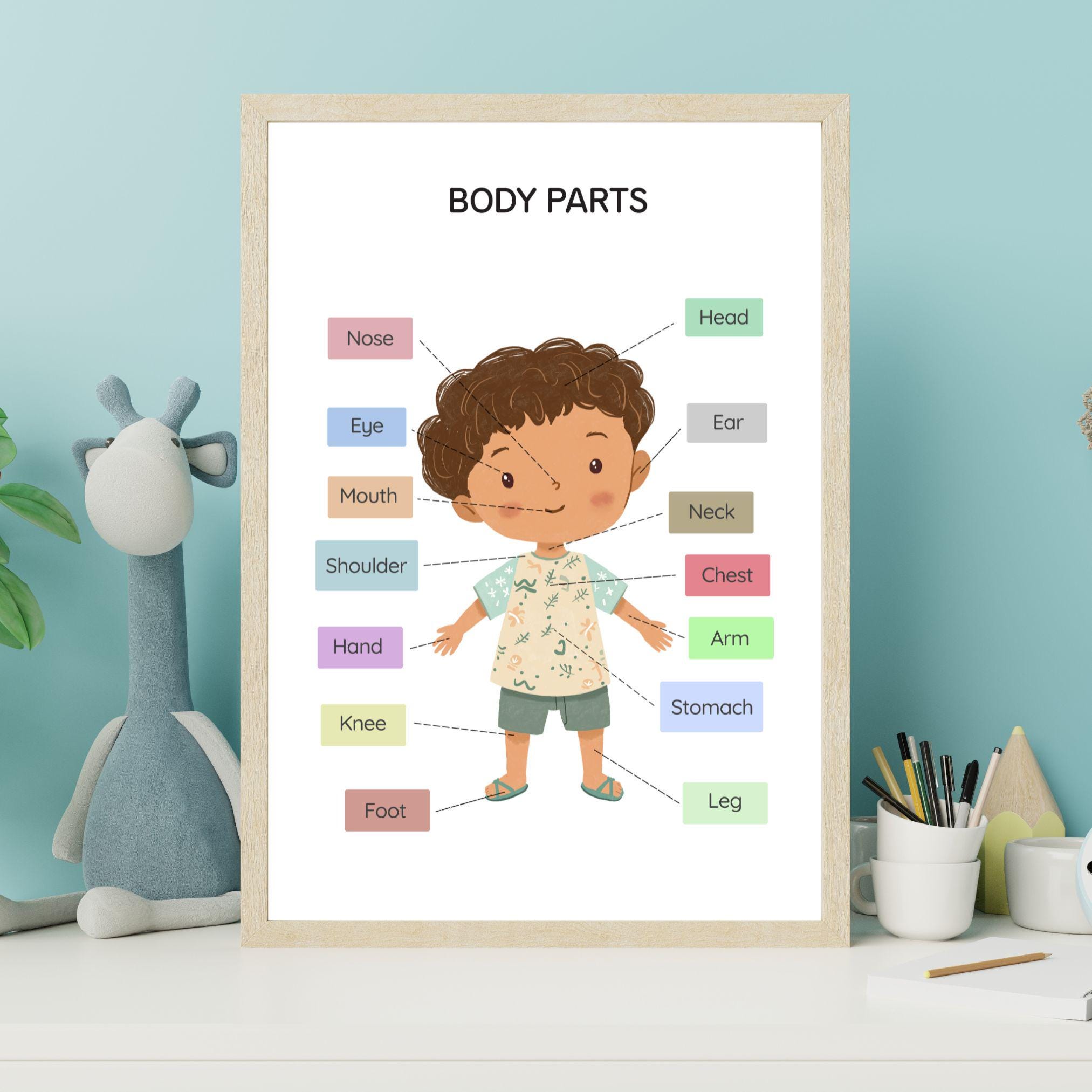 Body Parts Printable for Kids – Educational Boy Anatomy Poster, Chart ...