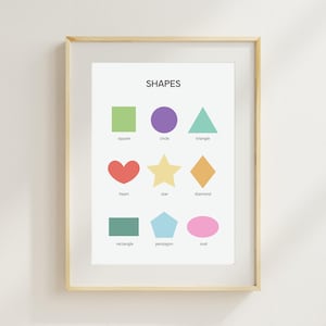 Set of 6 Printable Educational Wall Art | Pastel Alphabet, Numbers ...