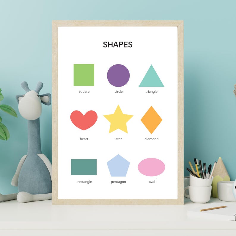 Pastel Shapes Poster for Kids – Printable Educational Wall Art for ...