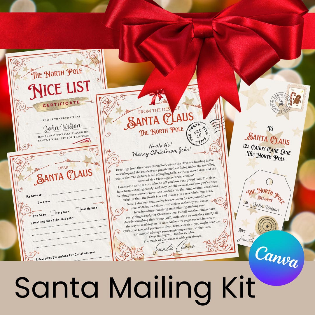 Editable Letter From Santa Kit Printable, Santa Mailing Kit, Advent ...