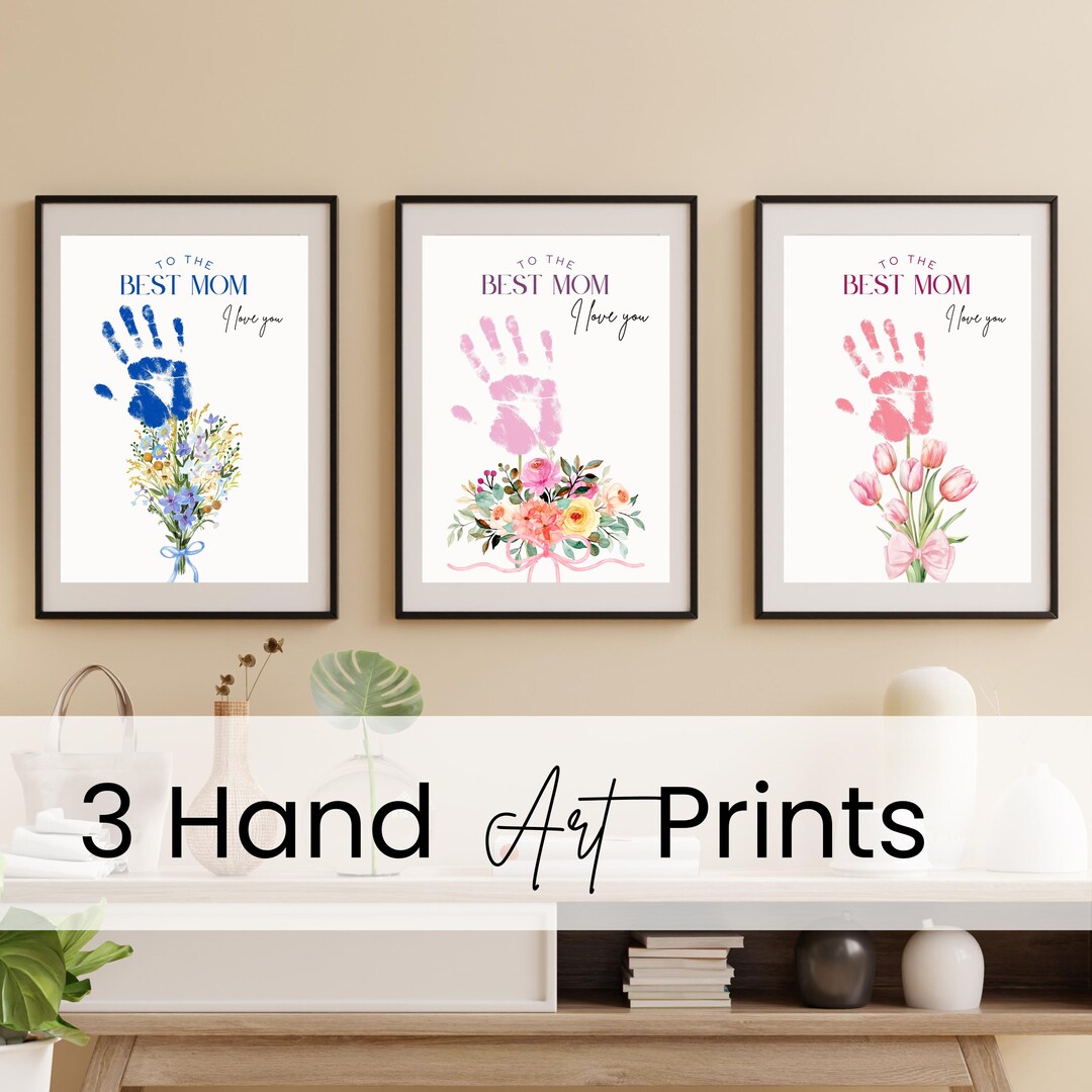 Handprint Flower Bouquet Craft for Mom, Set of 3, Mother’s Day Gift ...