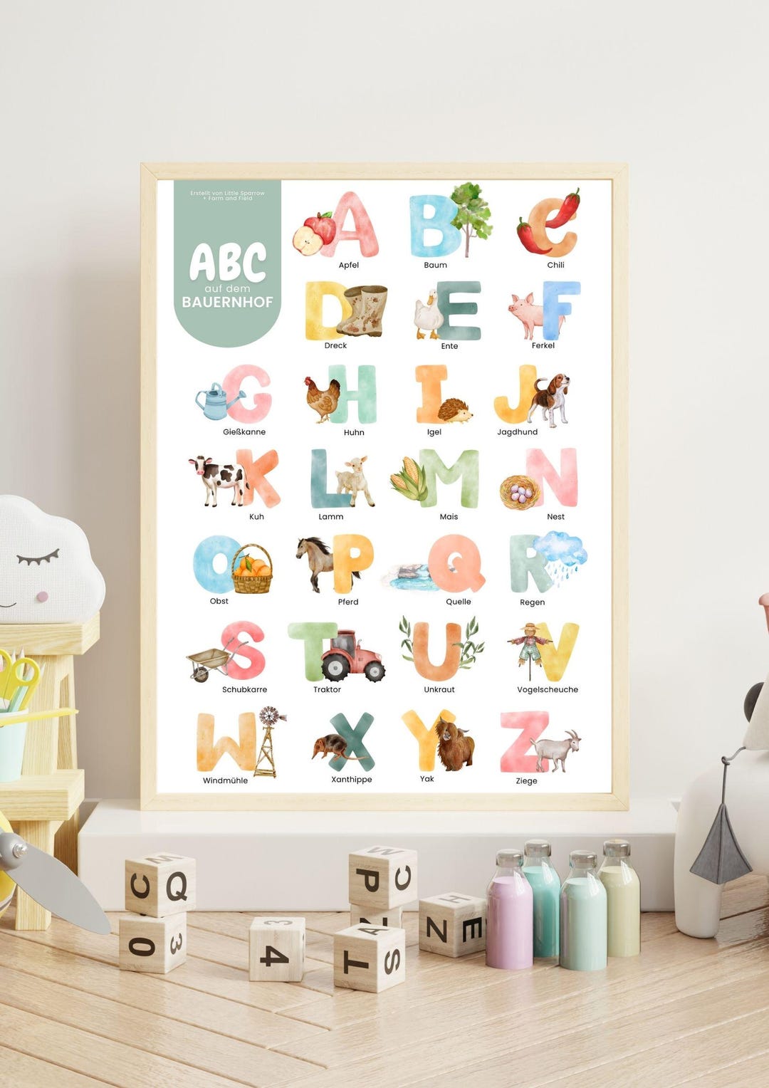 German Farm-themed ABC Poster | Bauernhof ABC | Kinderzimmer Deko ...