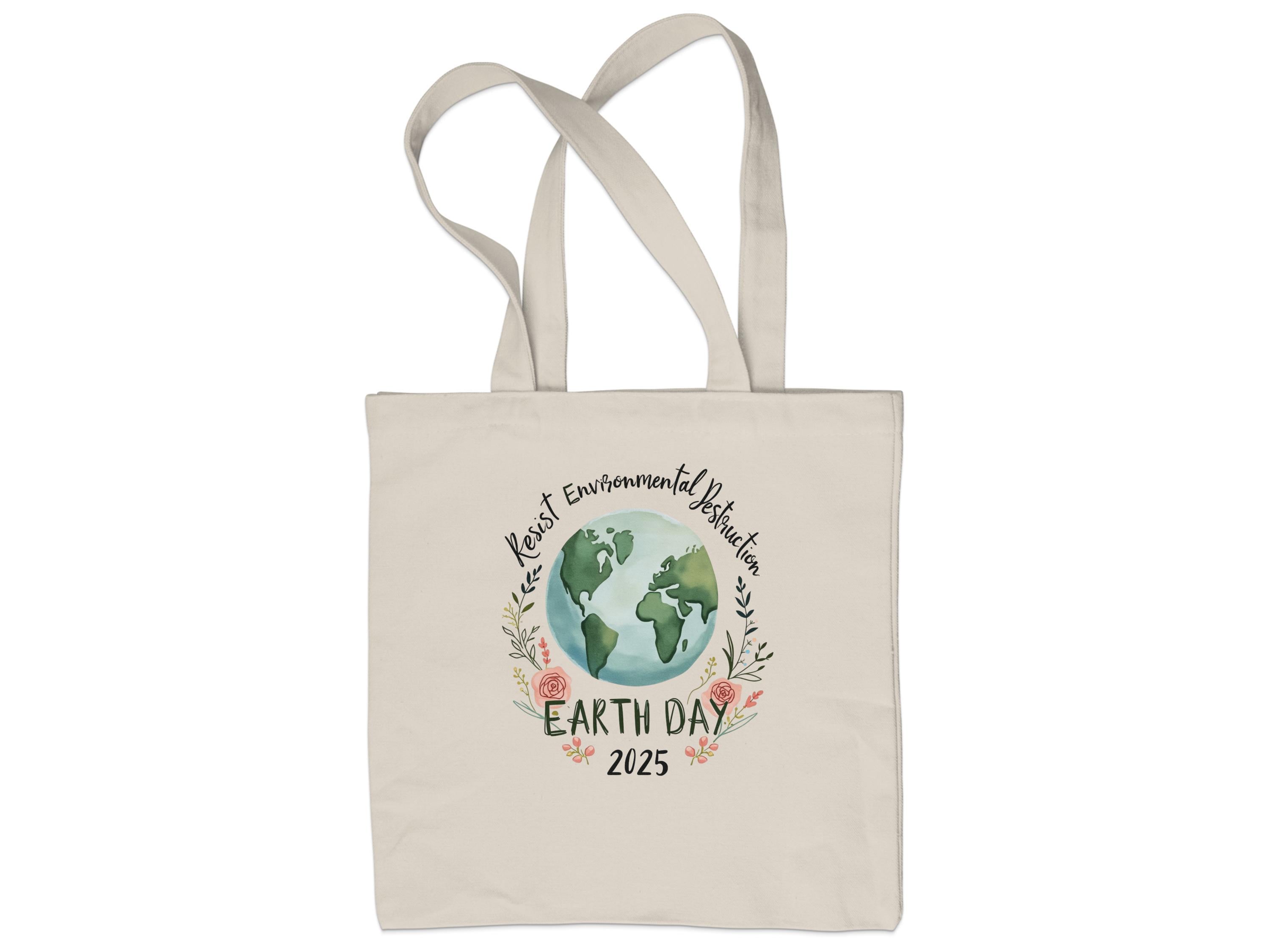 Reusable Earth Day Tote Bag, Save Earth 2025 Design, Eco Friendly Earth ...