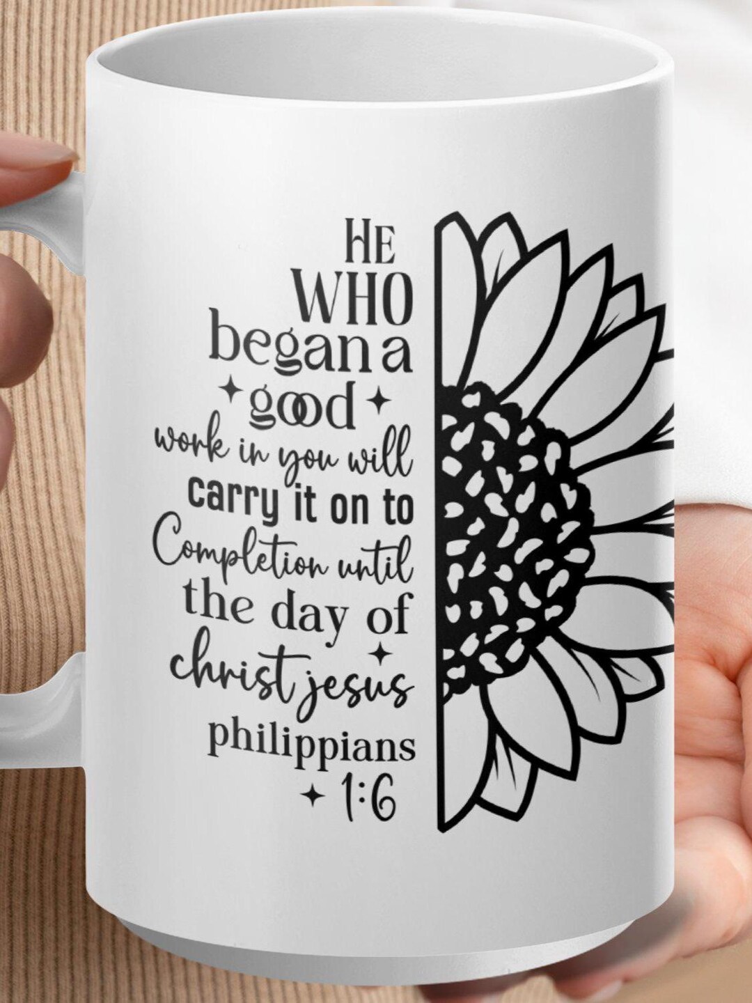 Bible Proverb Mug Philippians Quote Floral Design Coffee Cup ...