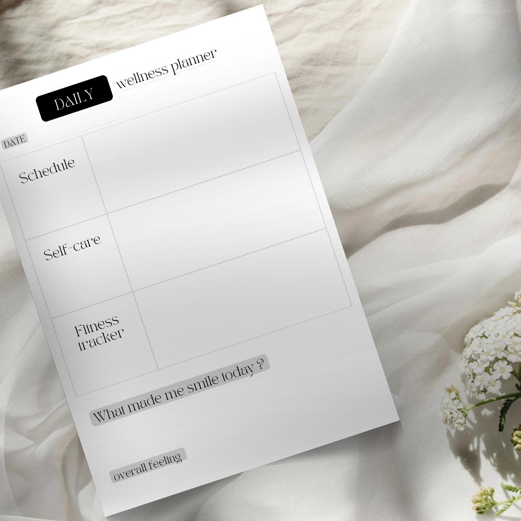 Printable Daily Wellness Planner PDF | Minimalist One-page Layout for ...