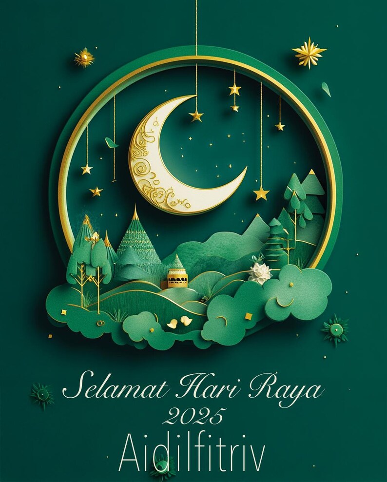 Selamat Hari Raya Aidilfitri 2025 Digital Art Print | Islamic Festive ...