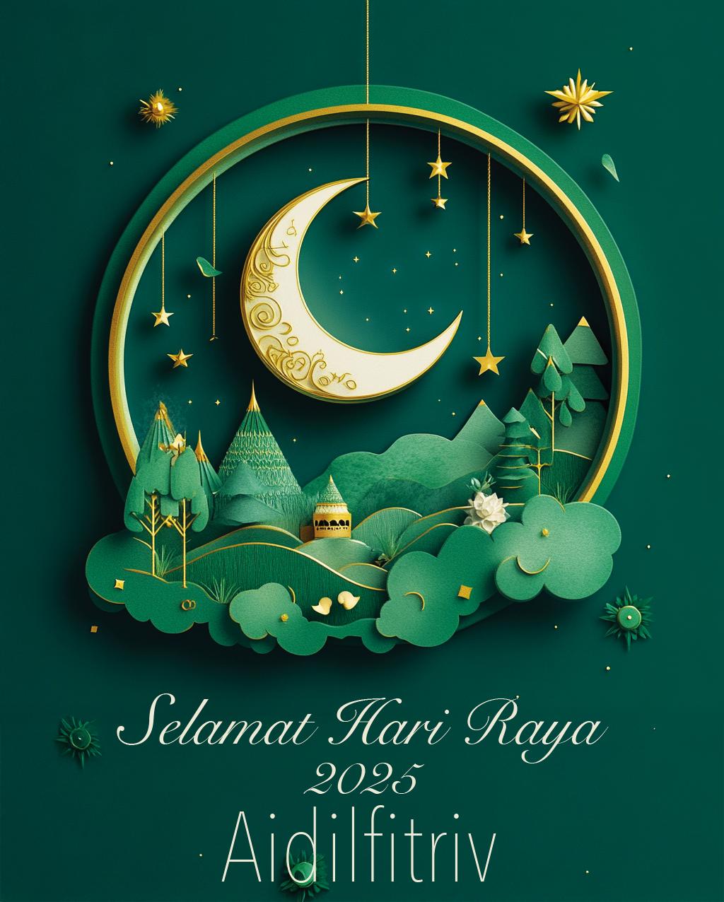 Selamat Hari Raya Aidilfitri 2025 Digital Art Print | Islamic Festive ...