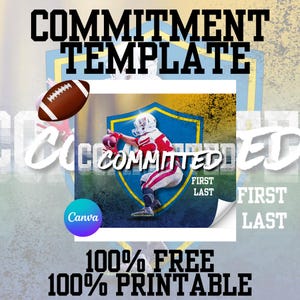 COMMITMENT GRAPHIC Canva Template for Sports, Football, Baseball ...
