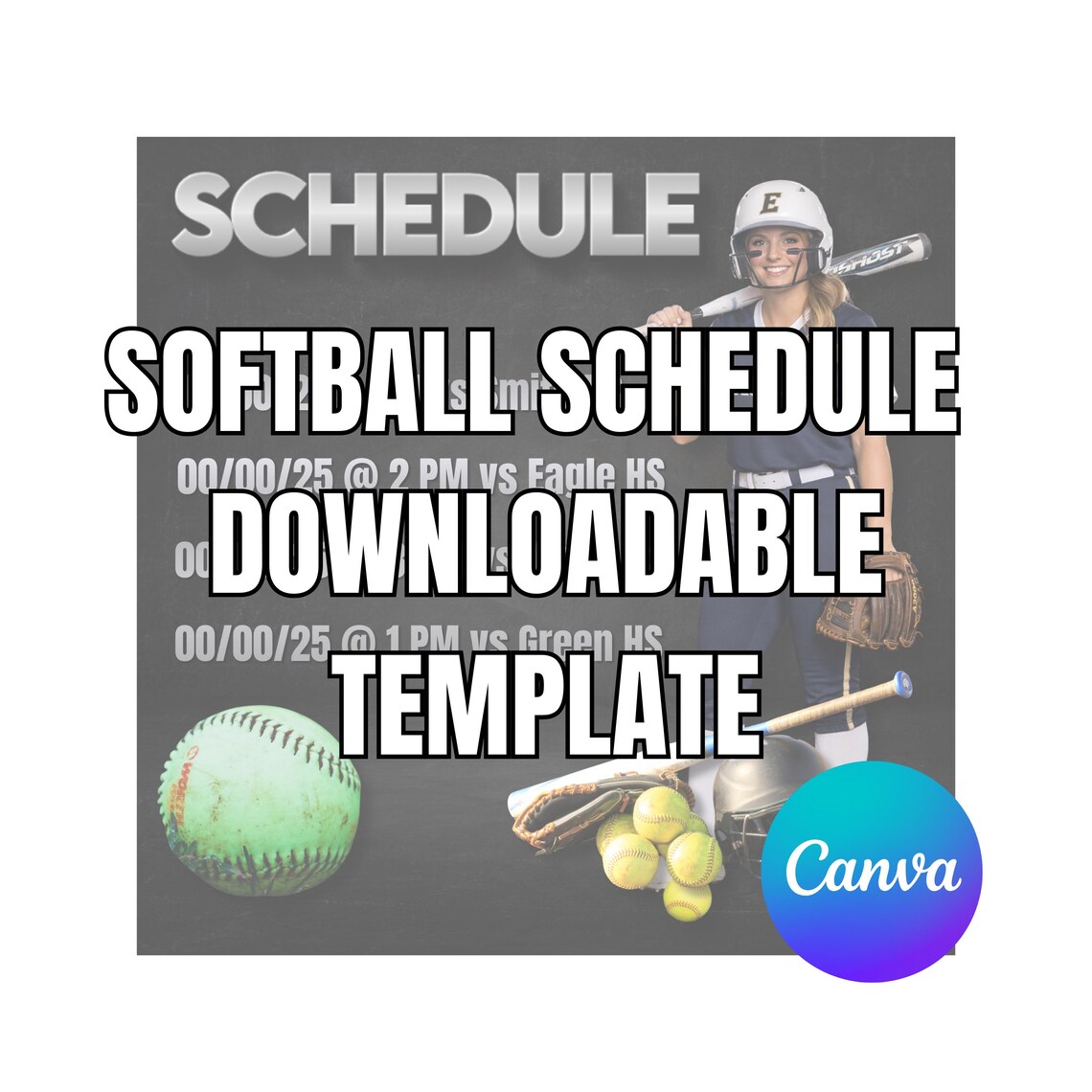 Softball Schedule Template | Editable Team Social Media (canva ...