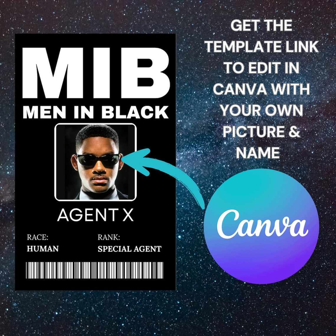 Customizable MIB Men in Black Agent ID Badge Cosplay Costume Halloween ...