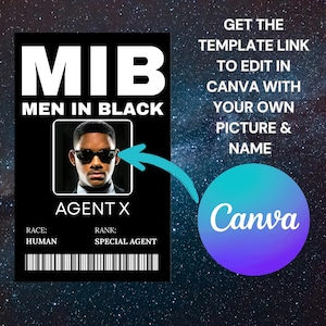 Men in Black Badge Template Canva - Etsy
