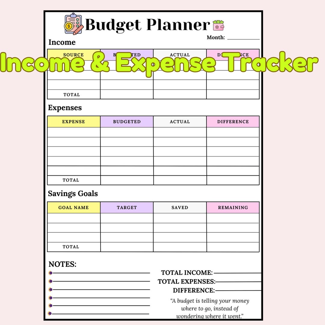 Monthly Budget Planner Printable | Income & Expense Tracker | Spending ...