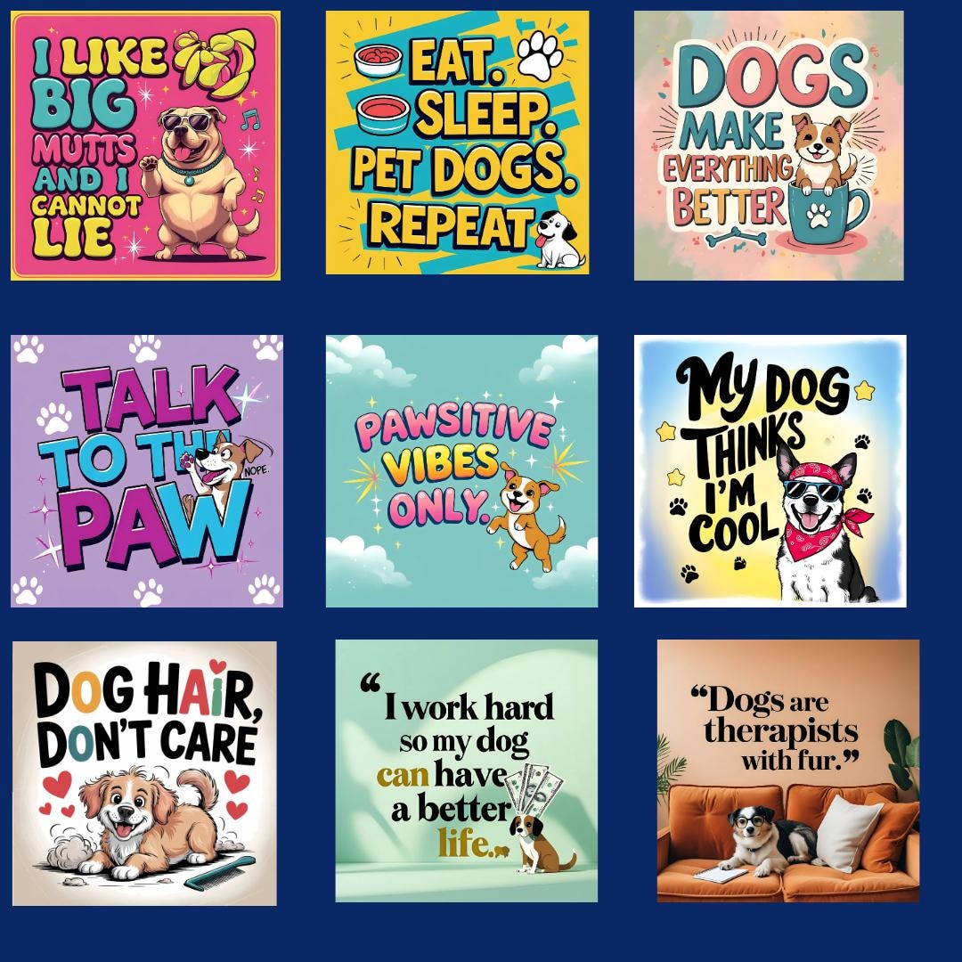 Funny Dog Quotes Wall Art: Colorful Dog Sayings Poster (digital ...