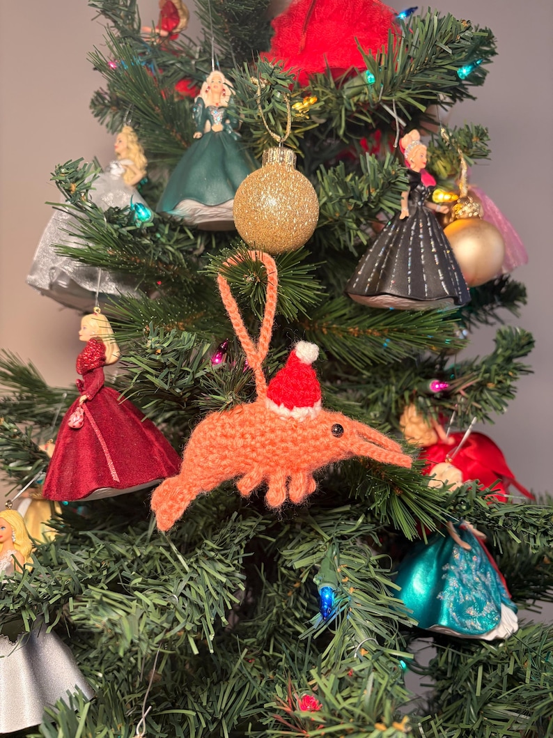 Santa Shrimp: Crochet Amigurumi Handmade Shrimp in a Santa Hat ...