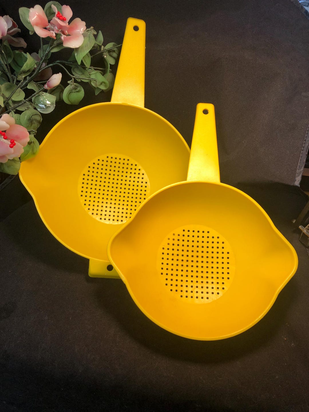 Vintage Yellow Tupperware Colander Set - Etsy