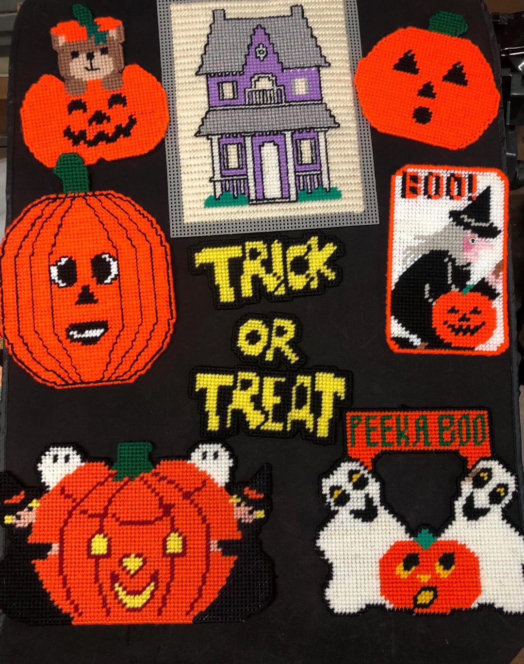 Vintage Halloween Needlepoint on Plastic Canvas Decorations - Etsy