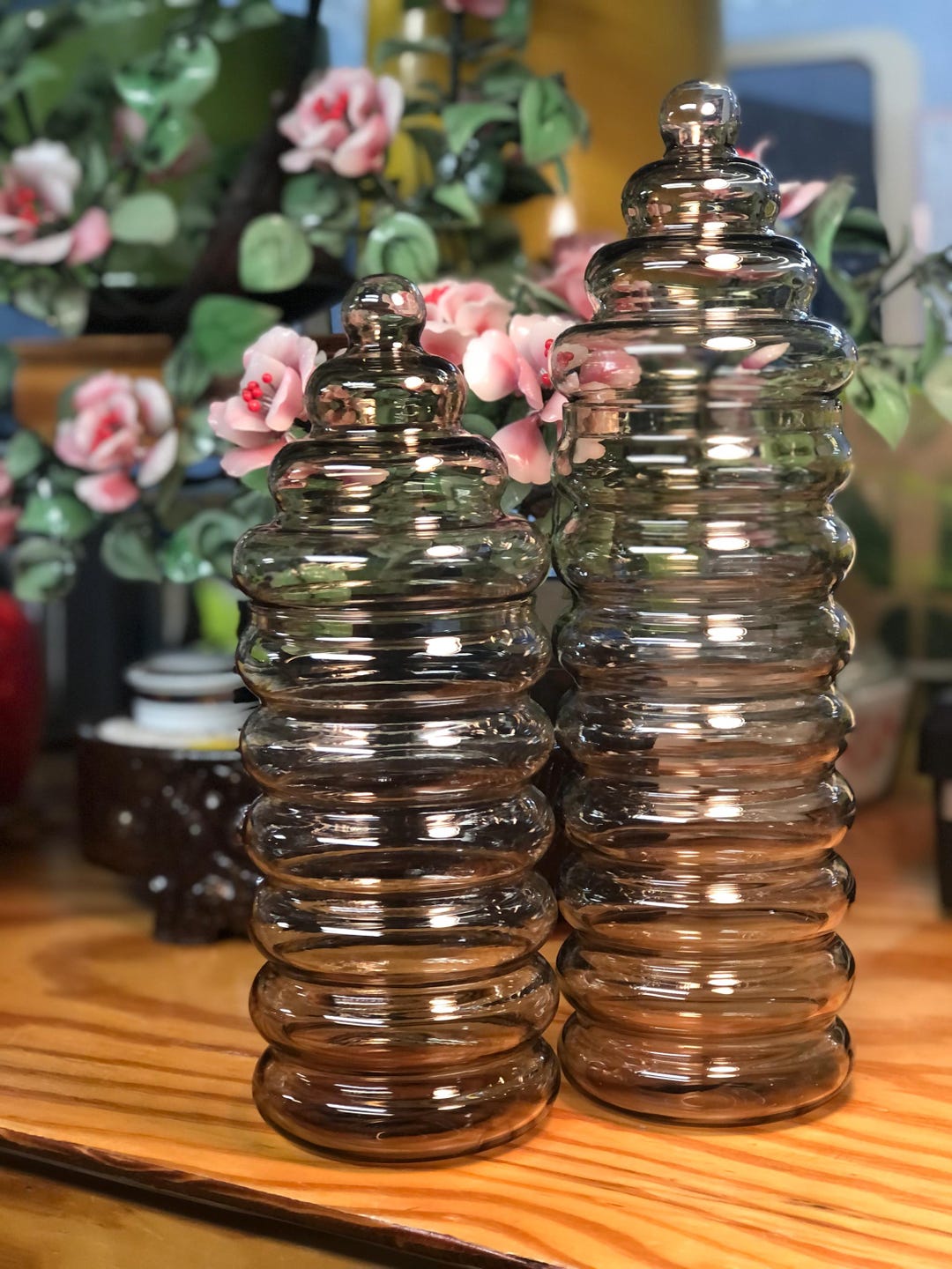 Vintage Holmegaard Primula Smokey Glass Apothecary Jars - Etsy