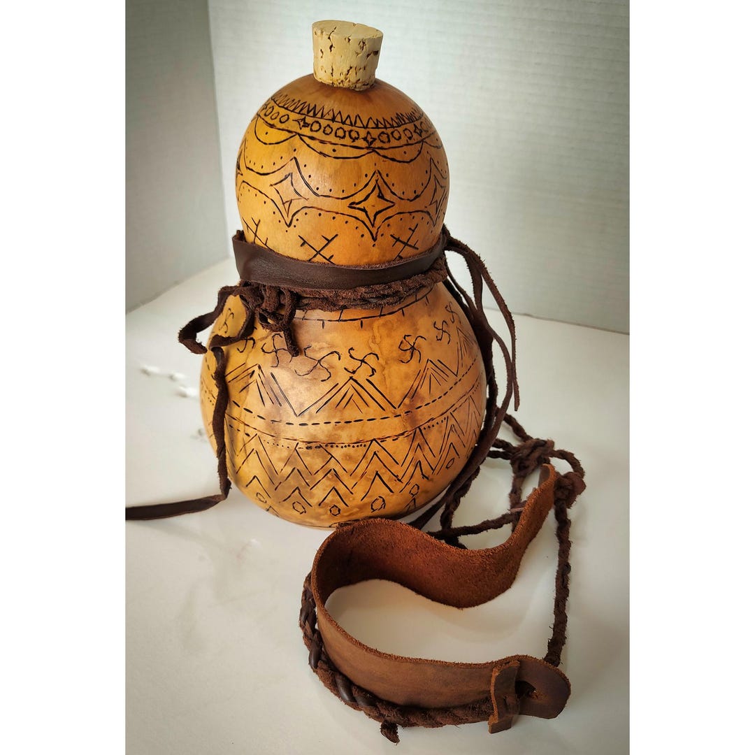 HANDMADE IN AMERICA - Drinking Gourd Bottle – Primitive Canteen ...