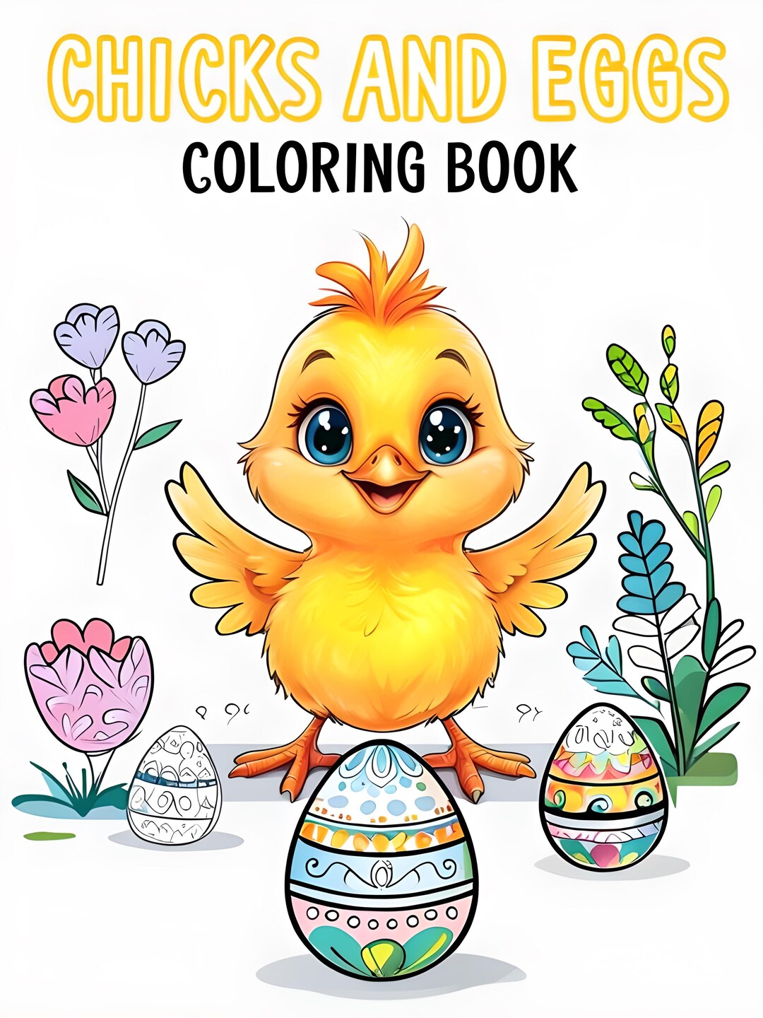 Easter Eggs and Chicks Printable 20 Colouring Pages Digital File - Etsy