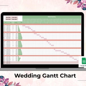 Wedding Gantt Chart Google Sheet | Editable Wedding Timeline Planner ...