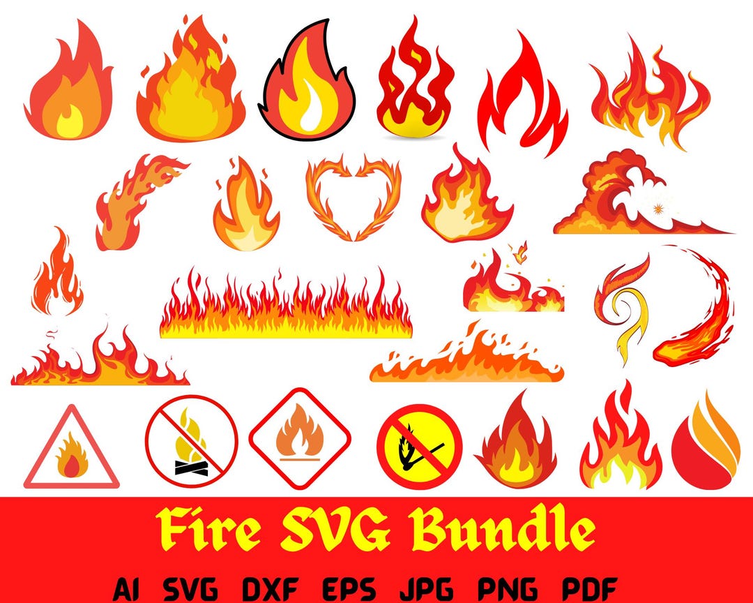Fire SVG Bundle, Fire Clipart, Fire Svg Files, Fire Flames Svg, Flames ...
