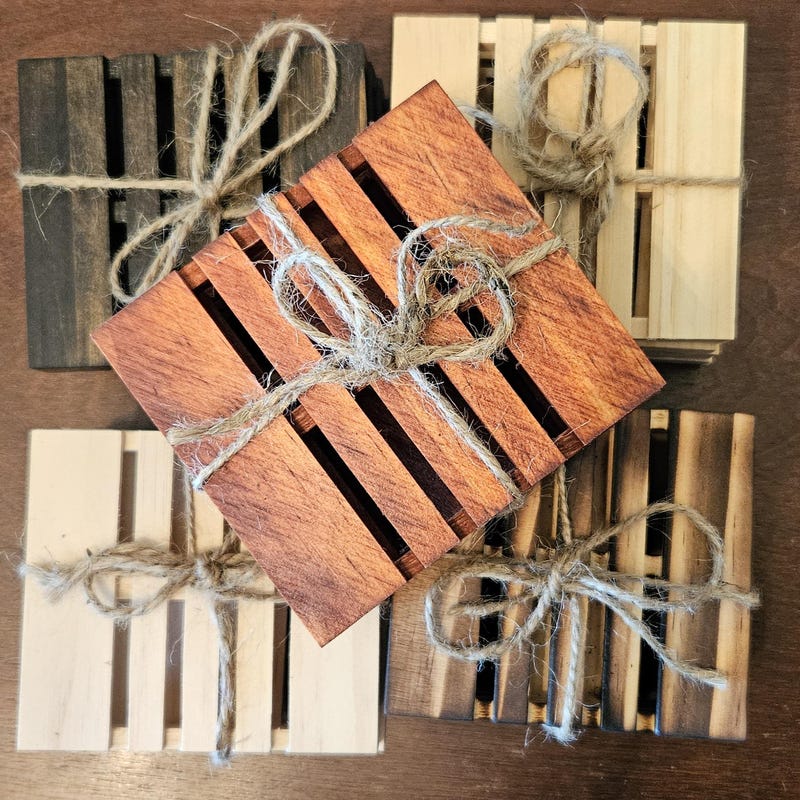Mini Pallet Coasters Set - Etsy