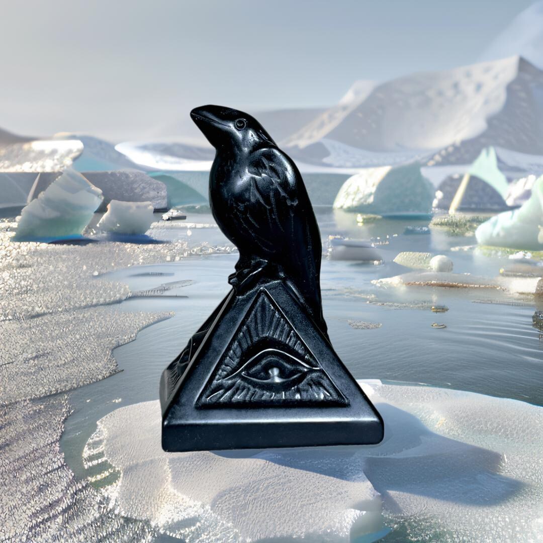 4'' Obsidian Raven With Pyramid, Hand-carved Crystal Raven, Crystal ...