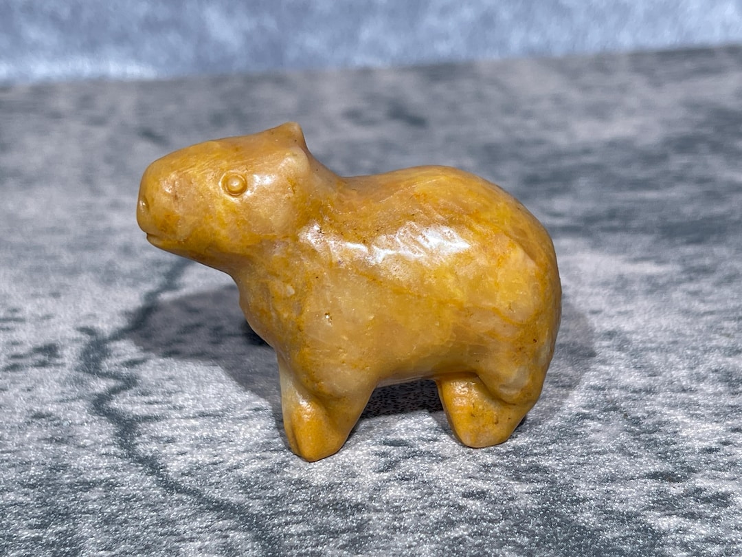Handmade Yellow Jade Capybara Figurine, Hand-carved Crystal Sculpture ...