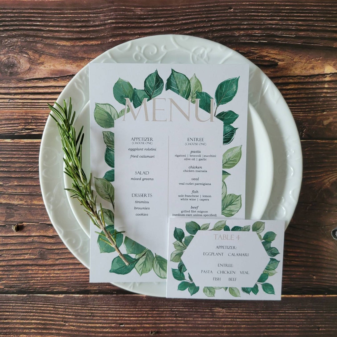 Event Menu With Optional Choice Selection Card - Etsy