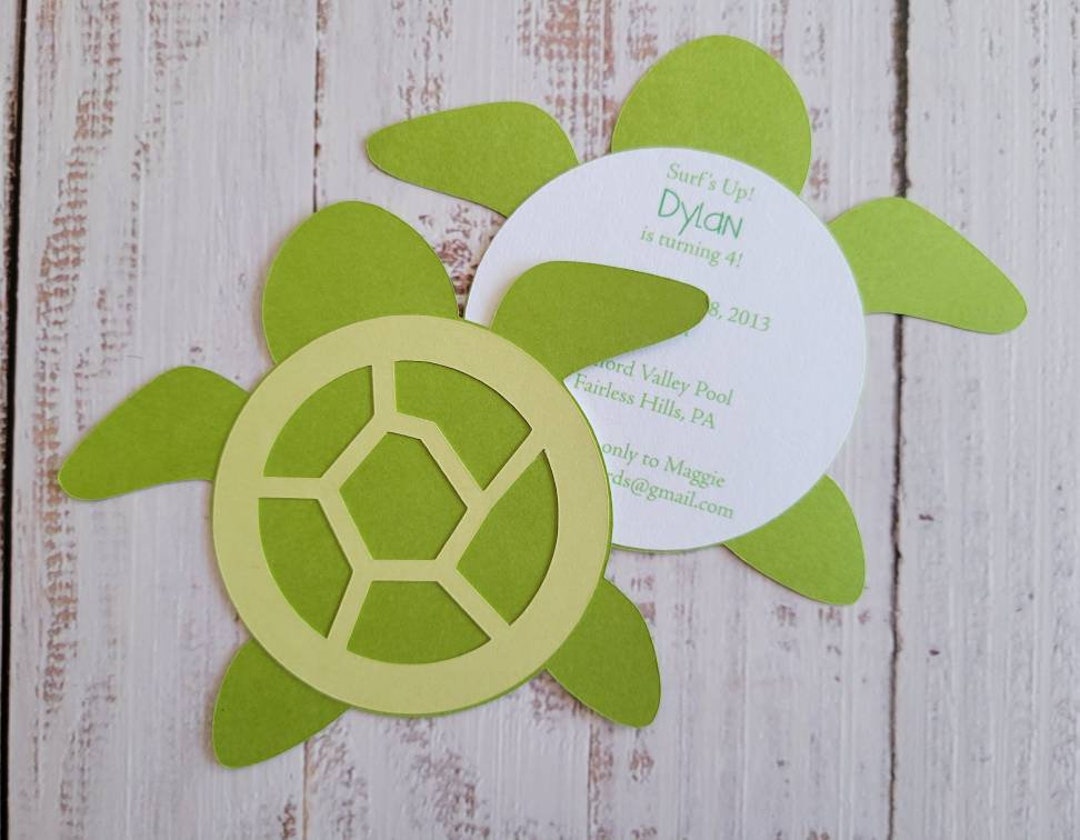 Sea Turtle Invitation | Baby Shower | Birthday | Die Cut | Sample ...