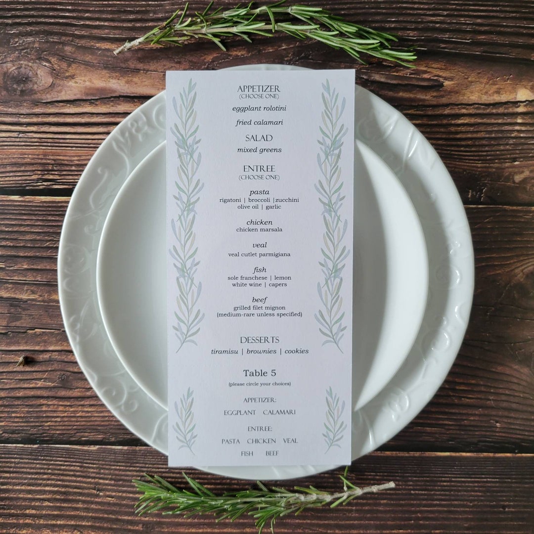 4"x8" Perforated Formal Event Menu - Etsy