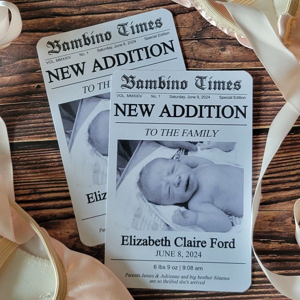 Newspaper Baby Announcement - Etsy