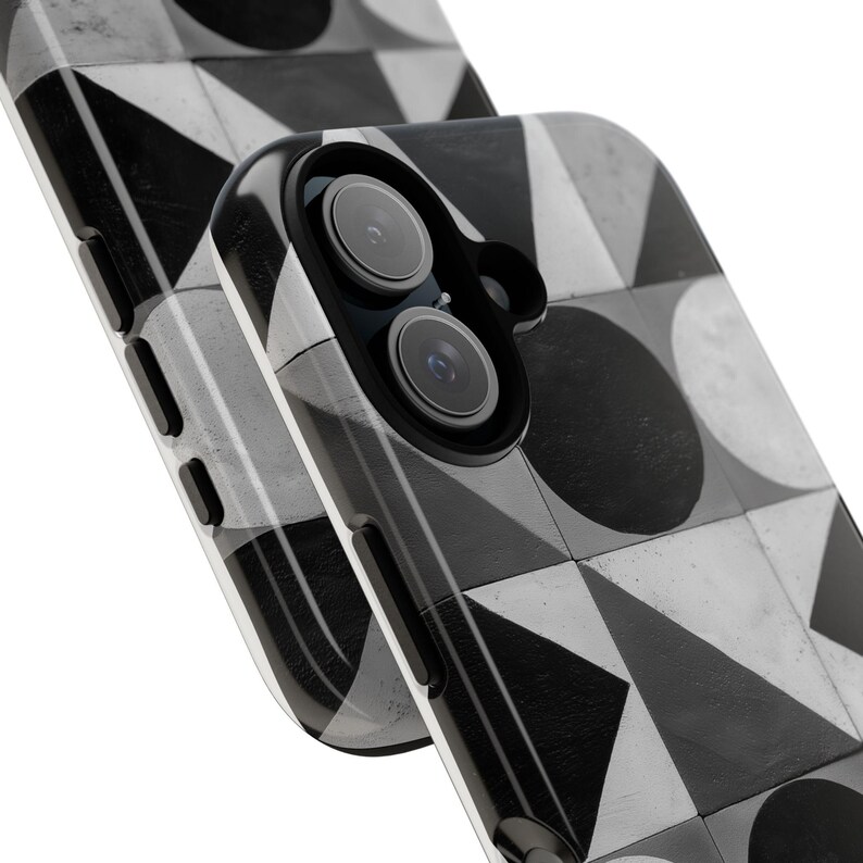 Noir Geometry iPhone Case: Minimalist Black & White Geometric Design - Etsy