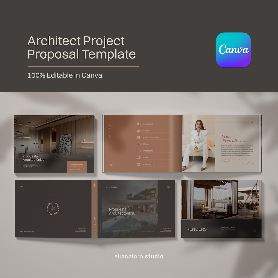 Architect Project Proposal Template Canva – Editable Document for ...