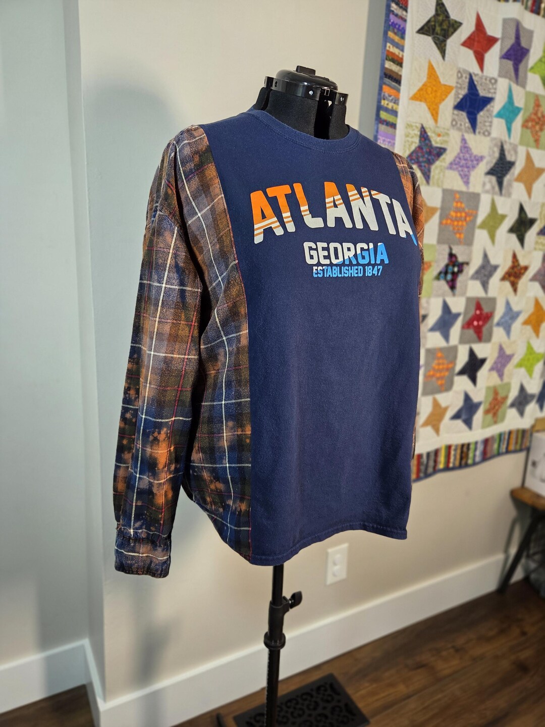 Upcycled Flannel - Graphic T Pull Over Shirt, Women's Clothing, Size ...